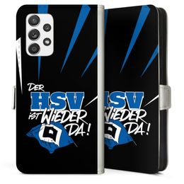 DeinDesign Galaxy A52s 5G Handy Klapph&uuml;lle Handyh&uuml;lle aus Kunst Leder wei&szlig; Flip Case Ascent Hamburger Sv Hsv Sideflip mit Lasche