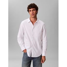 Langarmhemd Calvin Klein Jeans, Herren, Gr. L, N-Gr, brilliant wei&szlig;, Web, Obermaterial: 98% Baumwolle, 2% Elasthan, unifarben, klassisch normal, Rundhals, 1-Knopf-Manschette mit Schlitz, Hemden, Button-Down-Kragen, Baumwoll-Stretch