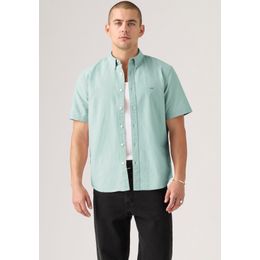 Levi's Kurzarmhemd LEVI'S "SS AUTHENTIC BUTTON DOWN", Herren, Gr. L, N-Gr, gray mist, Web, Obermaterial: 70% Baumwolle, 30% Leinen, Hemden, mit kleiner Logostickerei auf der Brust