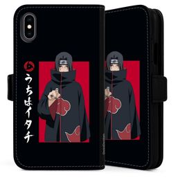 DeinDesign iPhone X Handy Klapph&uuml;lle Handyh&uuml;lle aus Kunst Leder schwarz Flip Case Official Licensed Product Itachi Uchiha Naruto Shippuden Sideflip mit langer 