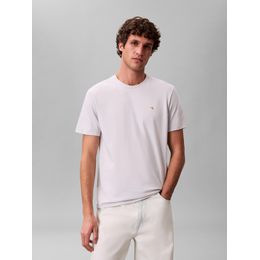 T-Shirt Calvin Klein Jeans "SS BADGE TEE 2 PACK", Herren, Gr. L, hellwei&szlig;, marble gray, Single Jersey, Obermaterial: 100% Baumwolle, klassisch normal, Rundhals, eingesetzt abgesteppte Kante, Shirts T-Shirt, Mit Rundhalsausschnitt