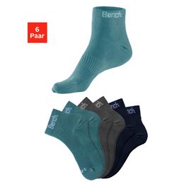 Sportsocken Bench., Damen, Gr. 35-38, bunt (2x dunkel mint, 2x grau, 2x marine), Baumwollmischung, unifarben, elastisch, Socken Sportsocken, mit antibakterieller Feuchtigkeitsregulierung