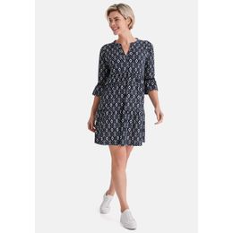 Midikleid STOOKER WOMEN "TUNIKA Kleid V-Neck", Damen, Gr. 44/46, Normalgr&ouml;&szlig;en, blau ikat aop, 96% Polyester, 4% Elasthan, regular fit Midi, Kleider Midikleid, Tunika Kleid mit V-Ausschnitt Figurumspielend f&uuml;r Damen