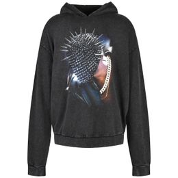 Kapuzensweatshirt "Upscale by Mister Tee Thorned Mask Oversize Hoody", Herren, Gr. L, schwarz acid washed, 65% Baumwolle, 35% Polyester, UPSCALE BY MISTER TEE, unifarben, Rundhals, Sweatshirts