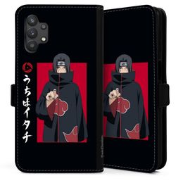 DeinDesign Galaxy A32 5G Handy Klapph&uuml;lle Handyh&uuml;lle aus Kunst Leder schwarz Flip Case Itachi Uchiha Official Licensed Product Naruto Shippuden Sideflip mit 