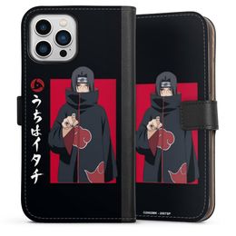 DeinDesign iPhone 13 Pro Max Handy Klapph&uuml;lle Handyh&uuml;lle aus Kunst Leder schwarz Flip Case Official Licensed Product Itachi Uchiha Naruto Shippuden Sideflip mit 