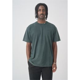 T-Shirt Cleptomanicx "Boxy Tee Ligull Washed", Herren, Gr. L, grau (dunkelgrau), 100% Baumwolle, bestickt, normal, Rundhals, Shirts T-Shirt, mit lockerem Schnitt
