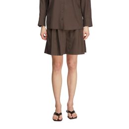 Shorts comma, Damen, Gr. 42, N-Gr, braun, Web, Obermaterial: 90% Lyocell, 10% Leinen, unifarben, kurz, Hosen Shorts, Sommer-Shorts im Rock-Look