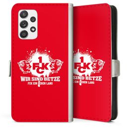 DeinDesign Galaxy A52s 5G Handy Klapph&uuml;lle Handyh&uuml;lle aus Kunst Leder wei&szlig; Flip Case 1. Fc Kaiserslautern Spruch Official Licensed Product Sideflip mit Lasche