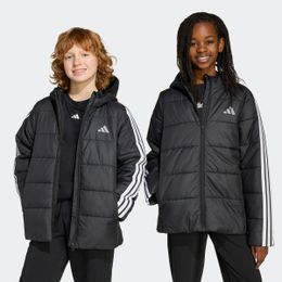 Winterjacke adidas Sportswear "J ESS 3S JKT", Kinder, Gr. 164, schwarz, wei&szlig;, Obermaterial: 100% Polyester, normal, Jacken Winterjacke
