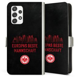 DeinDesign Galaxy A52s 5G Handy Klapph&uuml;lle Handyh&uuml;lle aus Kunst Leder wei&szlig; Flip Case European Cup Eintracht Frankfurt Merchandise Sideflip mit Lasche