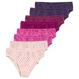 Bikinislip Petite Fleur, M&auml;dchen, Gr. 146/152, 8 Stk., bunt (gelb, lila, mint, rosa), Jersey, Obermaterial: 95% Baumwolle, 5% Elasthan, bedruckt, unifarben, Unterhosen, mit Sternen-Print und unifarben