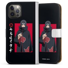 DeinDesign iPhone 12 Pro Max Handy Klapph&uuml;lle Handyh&uuml;lle aus Kunst Leder wei&szlig; Flip Case Official Licensed Product Itachi Uchiha Naruto Shippuden Sideflip mit 