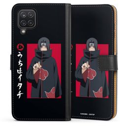 DeinDesign Galaxy A12 Handy Klapph&uuml;lle Handyh&uuml;lle aus Kunst Leder schwarz Flip Case Itachi Uchiha Official Licensed Product Naruto Shippuden Sideflip mit langer 