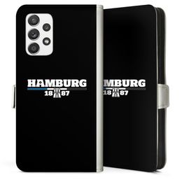DeinDesign Galaxy A52s 5G Handy Klapph&uuml;lle Handyh&uuml;lle aus Kunst Leder wei&szlig; Flip Case Hamburg Official Licensed Product Hsv Sideflip mit Lasche