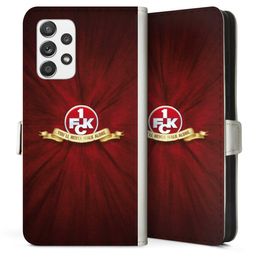 DeinDesign Galaxy A52s 5G Handy Klapph&uuml;lle Handyh&uuml;lle aus Kunst Leder wei&szlig; Flip Case Logo Official Licensed Product 1. Fc Kaiserslautern Sideflip mit Lasche