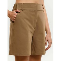 Shorts LIBERT&Eacute; ESSENTIEL "Libert&eacute; Essentiel Shorts FREDDY", Damen, Gr. L, Normalgr&ouml;&szlig;en, nougat braun, Obermaterial: 65% Viskose, 30% Polyester, 5% Elasthan, Hosen Shorts