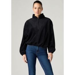 Levi's Fleecepullover LEVI'S "LSE_DELTA 1/4 ZIP", Damen, Gr. M (38), caviar, Fleece, Obermaterial: 100% Polyester, bequem taillenbedeckt, ohne Ausschnitt, elastischer Bund, Sweatshirts Fleecepullover, Pflegeleichte Fleece- Qualit&auml;t