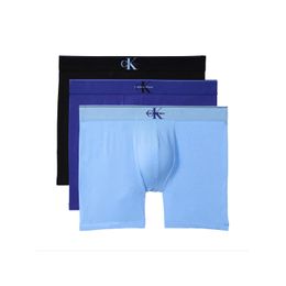 Boxershorts "Boxer Brief 3PK", Herren, Gr. L (52), schwarz w, blau river fog, blau river, Jersey, Obermaterial: 95% Baumwolle, 5% Elasthan, Calvin Klein Underwear, unifarben, k&ouml;rpernah, Unterhosen, K&ouml;rpernahe Passform mit elastischem Bund