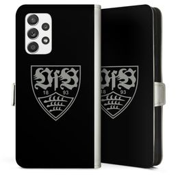 DeinDesign Galaxy A52s 5G Handy Klapph&uuml;lle Handyh&uuml;lle aus Kunst Leder wei&szlig; Flip Case Official Licensed Product Vfb Stuttgart Logo Sideflip mit Lasche