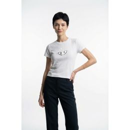 T-Shirt Converse, Damen, Gr. L, wei&szlig;, Jersey, Obermaterial: 60% Baumwolle, 40% Polyester, normal, Shirts T-Shirt, klassischer Schnitt, Kurzarm, f&uuml;r Freizeitaktivit&auml;ten