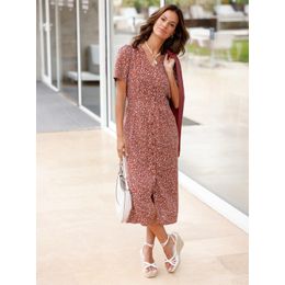 WITT Damen Sommerkleid an den Schultern gerafft, rotbraun-wei&szlig;-bedruckt, Gr&ouml;&szlig;e 36