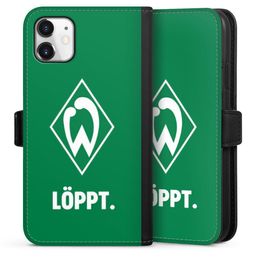 DeinDesign iPhone 11 Handy Klapph&uuml;lle Handyh&uuml;lle aus Kunst Leder schwarz Flip Case Sv Werder Bremen Statement Official Licensed Product Sideflip mit Lasche