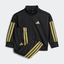 Trainingsanzug adidas Sportswear "I 3S TR TS 205", M&auml;dchen, Gr. 74, schwarz (schwarz, gold metallic), Obermaterial: 100% Polyester, Sportanz&uuml;ge Trainingsanzug