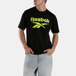 T-Shirt Reebok "HIGH DENSITY LOGO T-SHIRT", Herren, Gr. L, schwarz, Obermaterial: 100% Baumwolle, Shirts T-Shirt, f&uuml;r sportliche Aktivit&auml;ten, sportlicher Stil