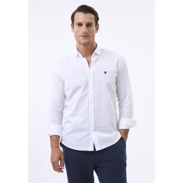 Langarmhemd FELIX HARDY "Leinen-Shirt", Herren, Gr. L, Normalgr&ouml;&szlig;en, wei&szlig;, 85% Baumwolle, 15% Leinen, Hemden