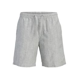 Jack & Jones Bermudas JACK & JONES "JPSTJAIDEN SUMMER LINEN BLEND STRIPE REG", Herren, Gr. S, N-Gr, sedona sage, angeraute Sweatware, Obermaterial: 69% Baumwolle, 31% Leinen, unifarben, regular fit kniefrei, Hosen Bermudas, mit elastischem Bund