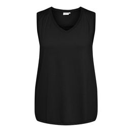 V-Shirt Only CARMAKOMA "CARCORAL S/L V-NECK TEE JRS", Damen, Gr. S, schwarz, Jersey, Obermaterial: 65% Polyester, 35% Viskose, unifarben, regular fit normal, V-Ausschnitt, Shirts