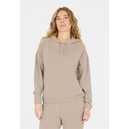 ENDURANCE ATHLECIA Kapuzensweatshirt ATHLECIA "NAMIER W", Damen, Gr. 36, braun (hellbraun), 51% Polyester, 44% Modal, 5% Elasthan, unifarben, kurz, ohne Ausschnitt, Sweatshirts, mit hohem Modal-Anteil