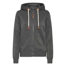 Sweatjacke oxmo "Sweatjacke OXMille", Damen, Gr. S, grau (dunkelgrau melange), Obermaterial: 55% Polyester PES. 45% Baumwolle CO., Sweatjacken Sweatjacke
