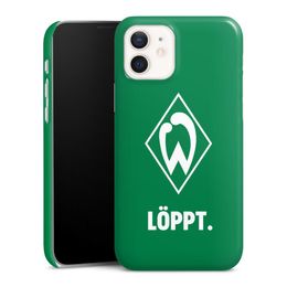 DeinDesign iPhone 12 Handy Premium Case Smartphone Handyh&uuml;lle Schutzh&uuml;lle gl&auml;nzend Official Licensed Product Statement Sv Werder Bremen Premium Case