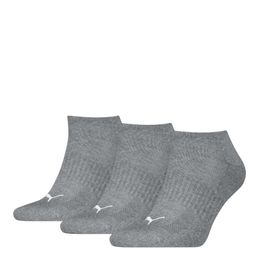 Sneakersocken Puma "Puma UNISEX CUSHIONED SNEAKER 3P", Damen, Gr. 43-46, grau (middle grau melange), Baumwollmischung, elastisch, Socken Sneakersocken, mit Frottee