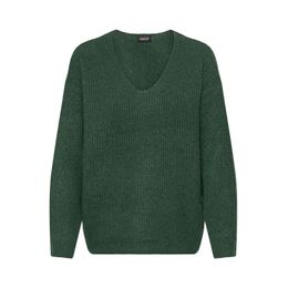 V-Ausschnitt-Pullover oxmo "V-Ausschnitt-Pullover OXCallie", Damen, Gr. S, gr&uuml;n (pineneedle), Obermaterial: 93% Polyester PES. 5% Wolle mw. 2% Elasthan EL., Pullover