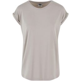 Kurzarmshirt Urban Classics "Urban Classics Damen Ladies Modal Extended Shoulder Tee", Damen, Gr. M, cloud, 77% Modal, 23% Polyester, unifarben, loose fit, Rundhals, Shirts