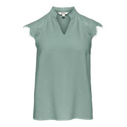 Shirttop Only "ONLPLOY METTE SL LACE V-NECK TOP WVN", Damen, Gr. M, jadeite, Web, Obermaterial: 100% Polyester, unifarben, regular fit normal, V-Ausschnitt, Tops Shirttop, Kunstfaser, regular fit, V-Ausschnitt