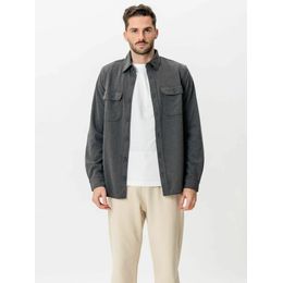Langarmhemd TEESHOPPEN "TEESHOPPEN Shirt Performance", Herren, Gr. L, Normalgr&ouml;&szlig;en, grau, Obermaterial: 75% Polyester, 22% Viskose, 3% Elasthan, Hemden