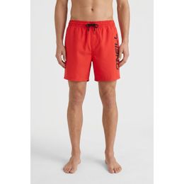 O`Neill Badeshorts O'NEILL "CALI 16'' SWIMSHORTS", Herren, Gr. L, N-Gr, high risk rot, Obermaterial: 100% Polyester, Badehosen Badeshorts, mit seitlichen Eingrifftaschen und Ges&auml;&szlig;tasche, mit Stickerei am Bein