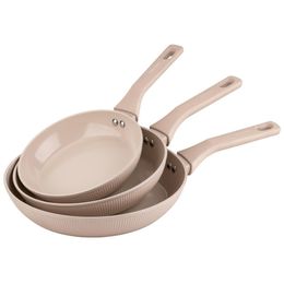 Fackelmann Pfannenset Pamela Reif Serie Shell, Creme, Metall, 3-teilig, backofengeeignet, Kochen, Pfannen, Pfannensets