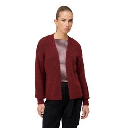 Strickjacke Zero "Damen offener Style", Damen, Gr. L, dunkelrot melange, Strick, Obermaterial: 5% Wolle, 49% Polyester, 21% Polyester, 8% Polyacryl, 15% Polyamid, 2% Elasthan. F&uuml;llung:, aufgeraut, figurumspielend normal, V-Ausschnitt, weit B&uuml;ndchen krempelbar, Strickjacken Strickjacke