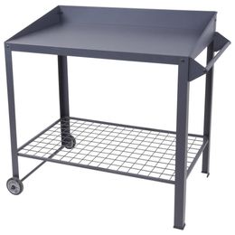 Pflanztisch Diana, Anthrazit, Metall, rechteckig, 90x90x55 cm, Gartenzubeh&ouml;r, Hochbeete