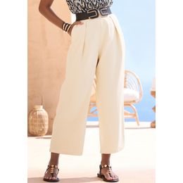 7/8-Hose Lascana, Damen, Gr. 34, N-Gr, gelb (hellgelb), Web, Obermaterial: 100% Polyester, unifarben, figurumspielend 7/8-L&auml;nge, Hosen 7/8-Hose, mit Bundfalten, elegante Schlupfhose aus Webware