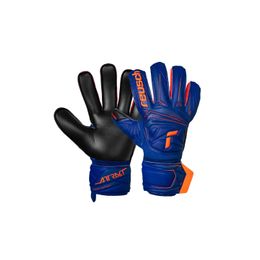 Torwarthandschuhe Reusch "Attrakt Infinity Finger Support", Damen, Gr. 10, dunkelblau, orange, 30% Polyester, 25% Latex, 9% Polypropylen, 5% Polyurethan, 1% Baumwolle, Handschuhe, mit integriertem Fingersupport-System