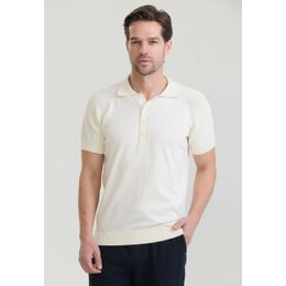Poloshirt FELIX HARDY "Strick-Polo Shirt Kurzarm", Herren, Gr. L, ecru, 100% Baumwolle, Shirts