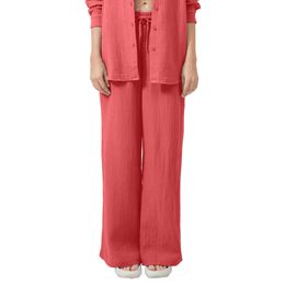 Stoffhose QS, Damen, Gr. 36, N-Gr, rot, Web, Obermaterial: 100% Baumwolle, unifarben, l&auml;ssig geschnitten, Hosen Stoffhose, Weite Sommerhose mit Kordelzug