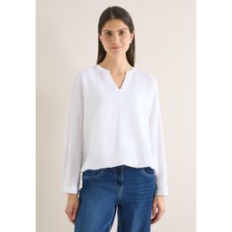 Langarmbluse Cecil, Damen, Gr. XXL (46), wei&szlig;, Stoff, 100% Viskose, unifarben, klassisch normal, V-Ausschnitt, B&uuml;ndchen, Blusen, in Blusen-Optik
