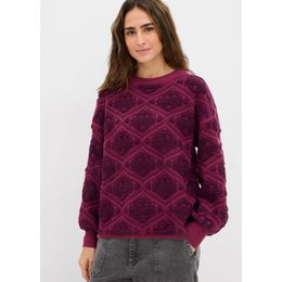 bonprix Boxy-Strickpullover, lila, Gr.32/34 (XS), Modischer Jacquard Pullover mit Rundhalsausschnitt